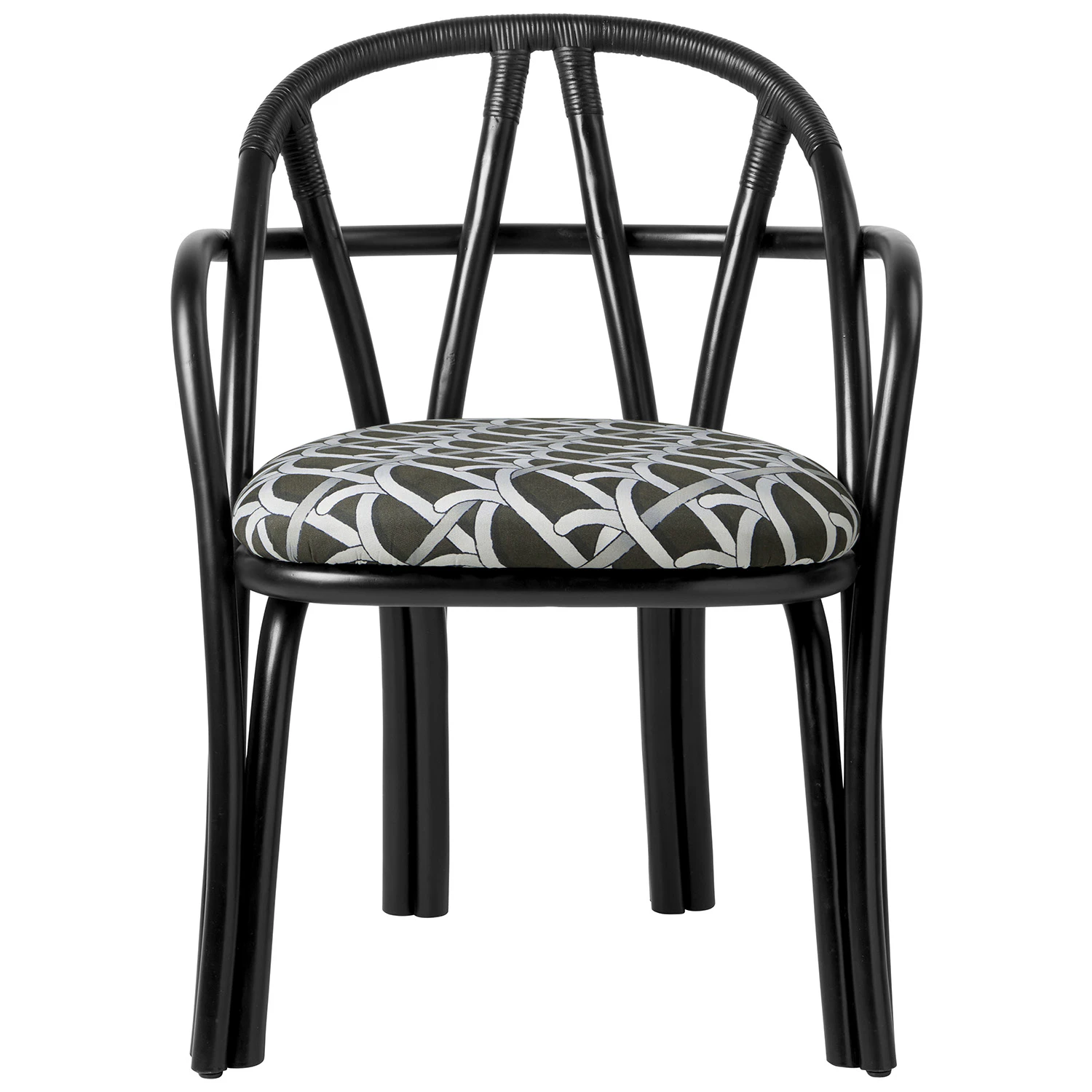 Bistra Dining Armchair, Ebony / Reales Pattern 003 | RoyalDesign