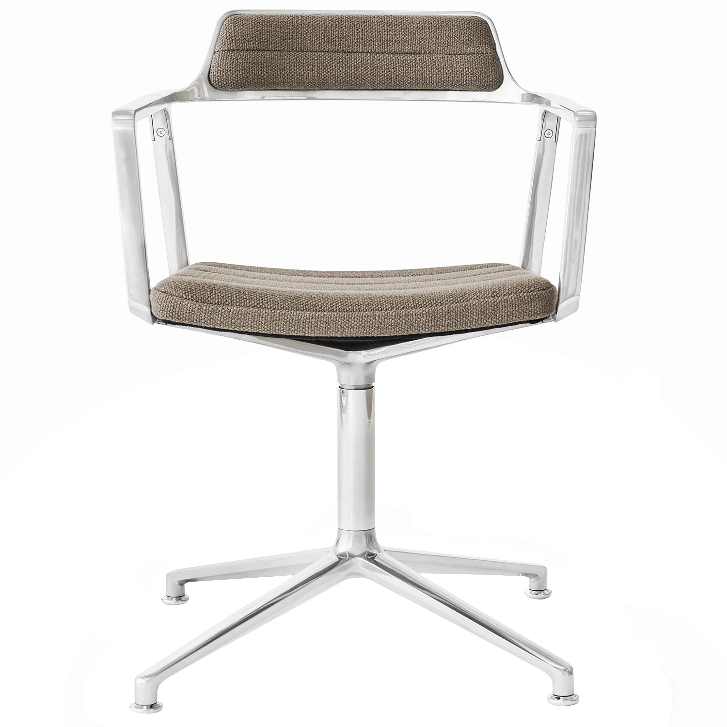 452 Swivel Chair With Feet, Dark Sand / Polished Aluminium | RoyalDesign
