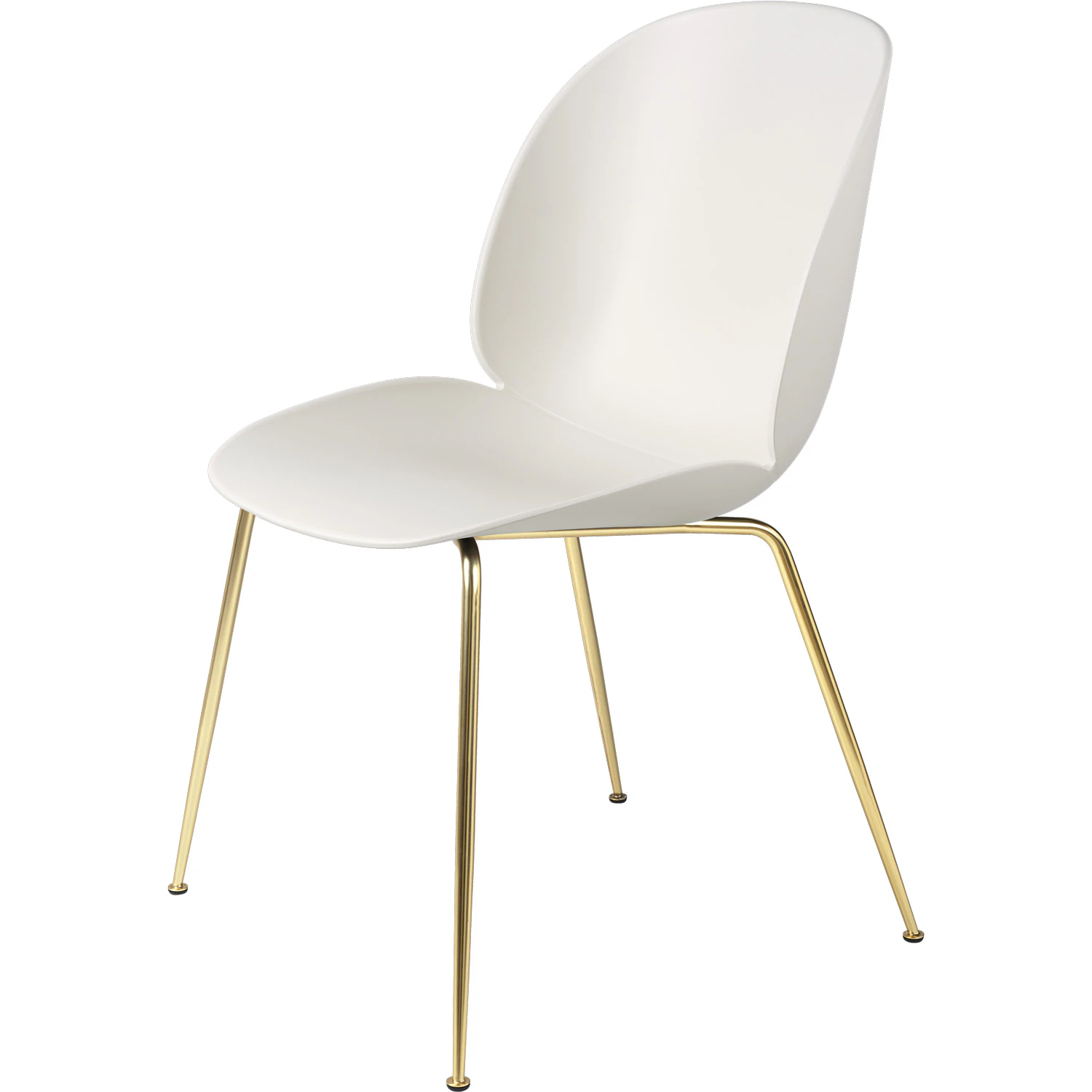 Beetle Dining Chair Un-upholstered, Conic Base Brass, Alabaster White ...