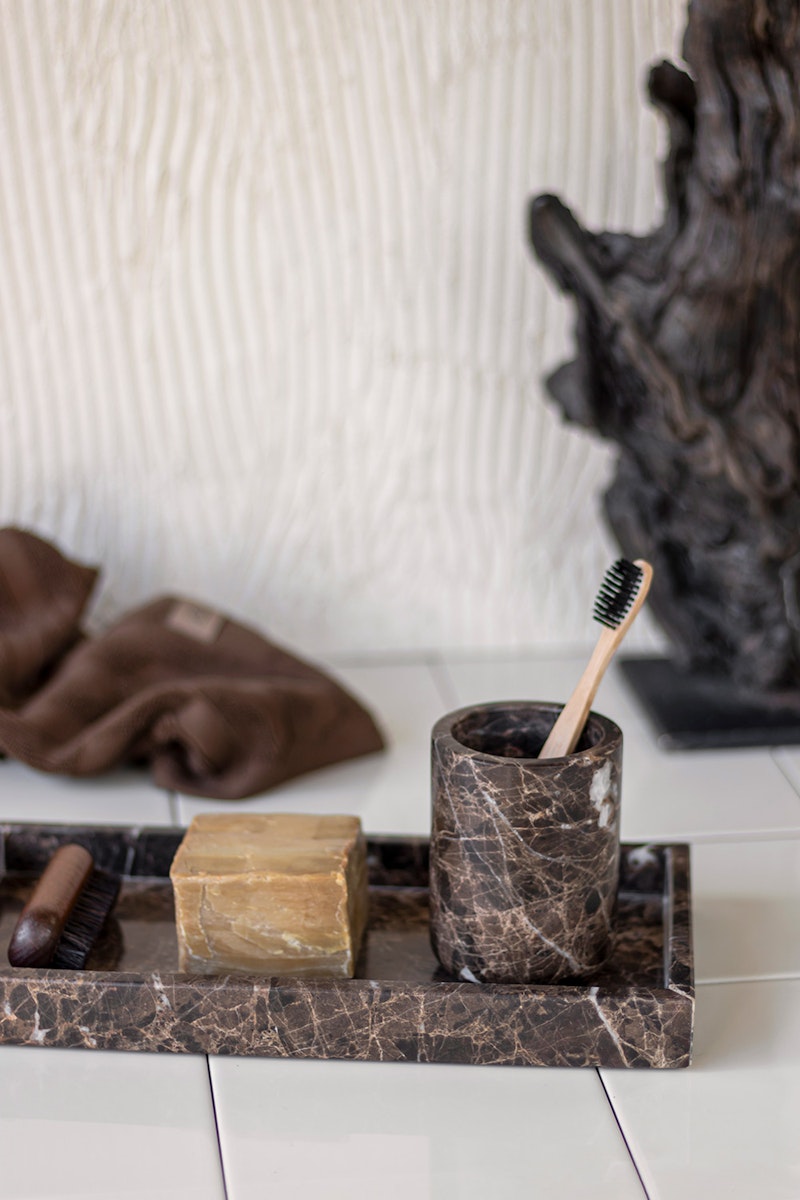 Marble Toothbrush Holder Brown from Mette Ditmer RoyalDesign