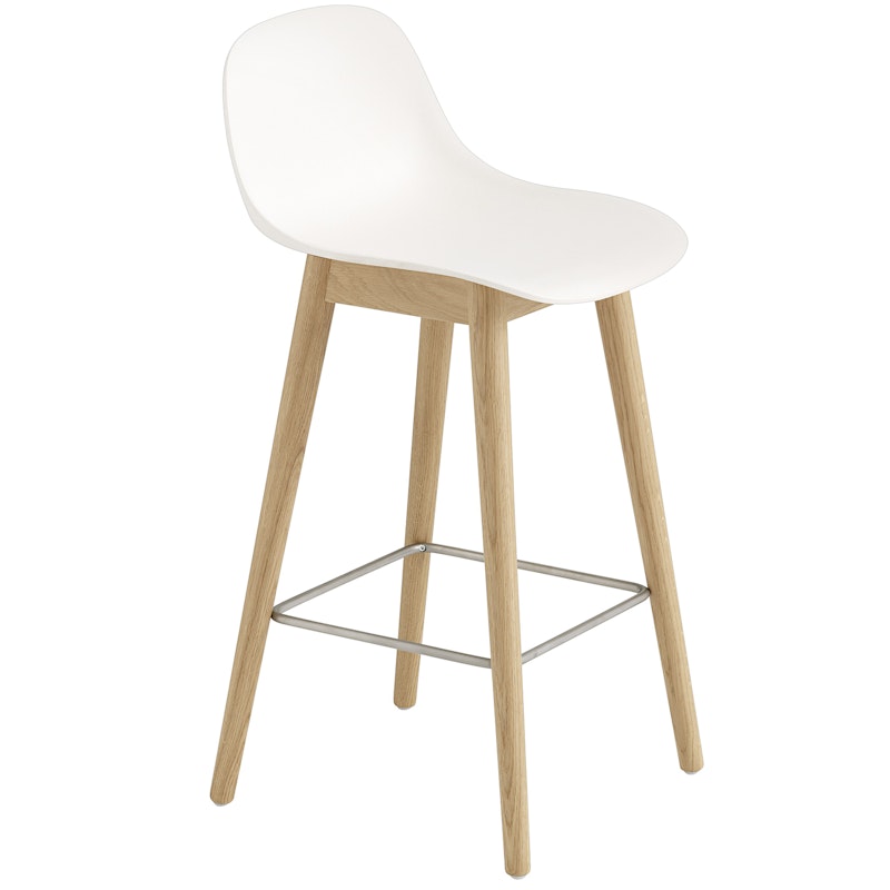 Muuto Fiber Bar Stool Wood with Backrest 65 cm Natural White Barstools Oak 58925