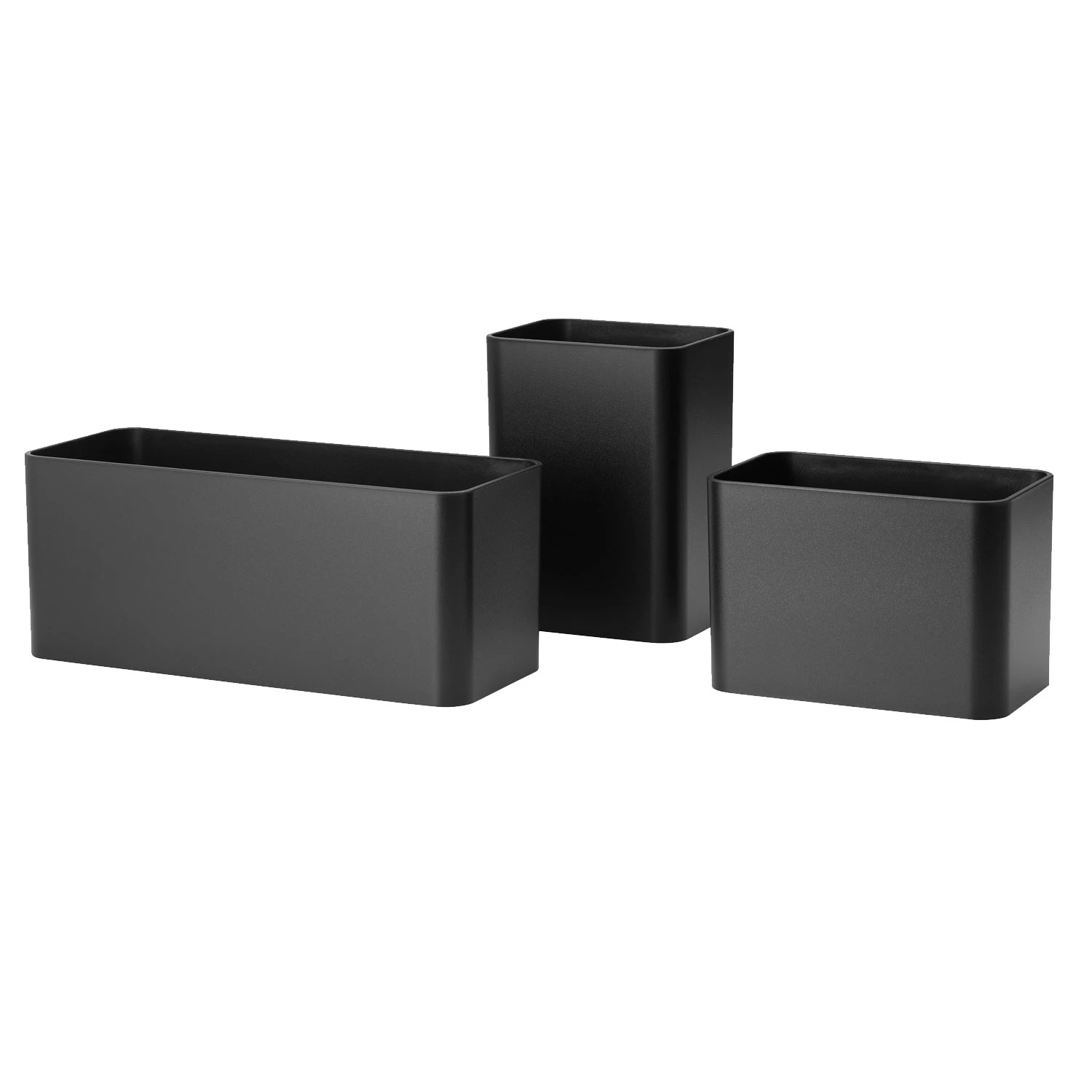String Organizers Set With 3 Storage Boxes, Black | RoyalDesign